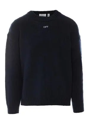 Off-White Arrow Maxi Embroidered Knit Crewneck - Bluegraph