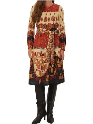FARM RIO Ainka Tiles Belted Dress
