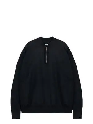A.PRESSE Retro Half-zip Ribbed Collar Sweatshirt - Black