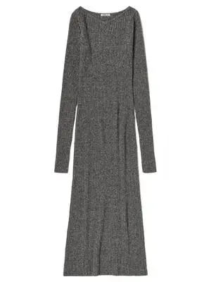 Auralee V-neck Knit Dress - Grey