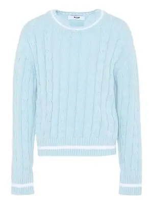 MSGM Cable-knit Crew-neck Sweater Light Blue