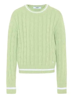 MSGM Long-sleeved Knitted Pullover Green