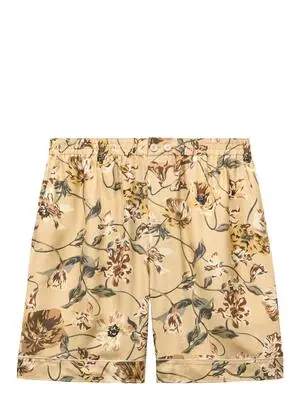 Kenzo Wildflower' Elasticated Shorts In Silk - Light Brown