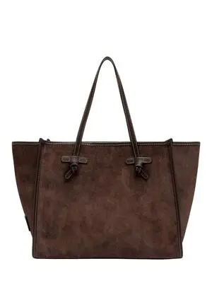 GIANNI CHIARINI Marcella Suede Calfskin Shoulder Bag - Coffee