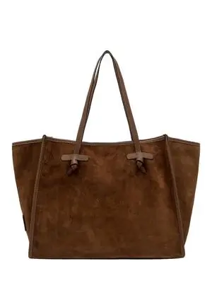 GIANNI CHIARINI Marcella Suede Calfskin Shoulder Bag - Hazel