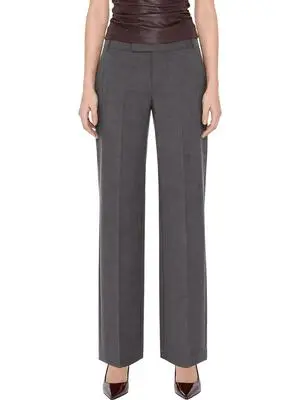 Patrizia Pepe Mid-rise Straight-leg Trousers In Viscose Blend With Belt Loops - Grey