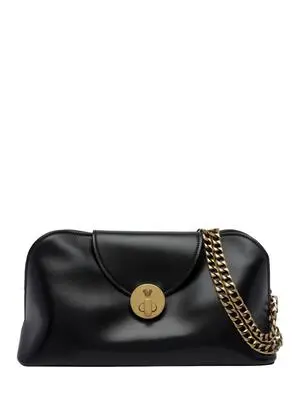 Versace Vivian Lambskin Leather Shoulder Bag With Chain Strap And Metal Logo - Black
