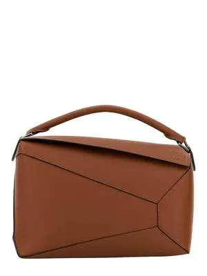 Loewe Puzzle Grained Calfskin Crossbody Bag With Embossed Monogram - Brown