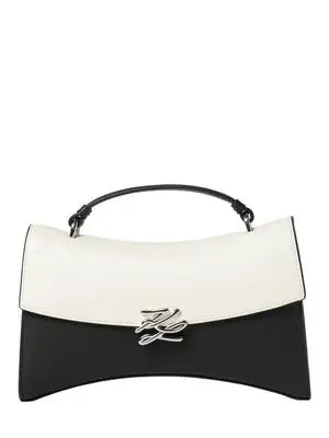 KARL LAGERFELD Full-grain Leather Handbag With Bicolour Monogram