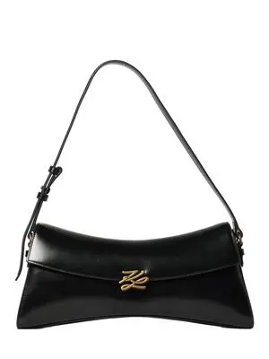 Karl Lagerfeld Brushed Leather Shoulder Bag With Monogram And Adjustable Handle - Gold