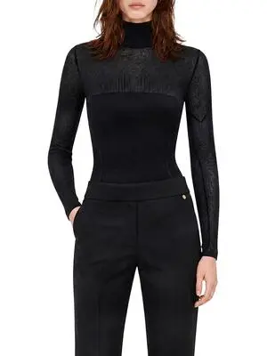 ELISABETTA FRANCHI Slim Fit Stretch-viscose Long-sleeved Turtleneck Bodysuit