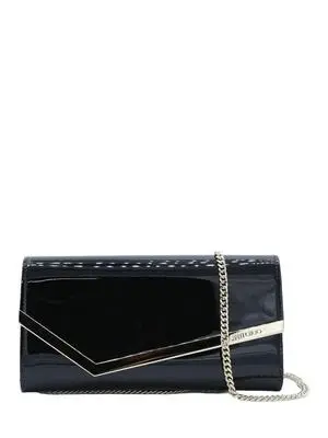 JIMMY CHOO Emmie Patent Leather Mini Handbag With Chain Strap Black