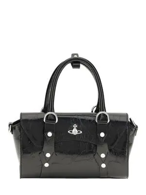 VIVIENNE WESTWOOD Bettina Crackled Leather Mini Handbag With Orb Logo