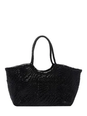 Dragon Diffusion Nantucket Woven Leather Tote Bag With Double Handle - Black