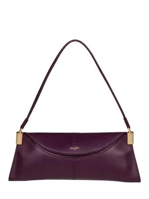 Balmain 64-83 Smooth Calfskin Leather Shoulder Bag With Flap Closure Violet