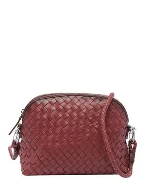 Dragon Diffusion Small Woven Leather Crossbody Bag With Zip Red