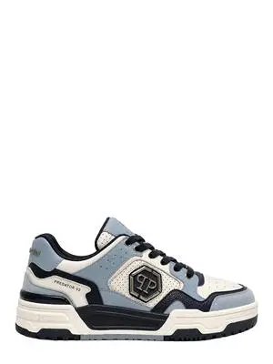 Philipp Plein Predator V2 Low-top Leather Trainers With Hexagon Logo Blue