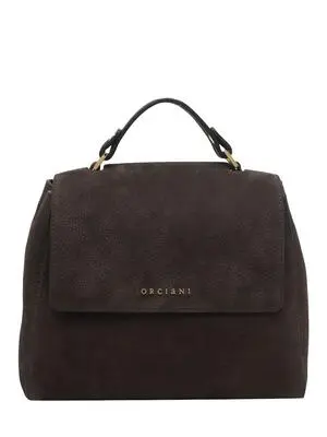 Orciani Sveva Hamme Leather Handbag With Removable Shoulder Strap - Brown