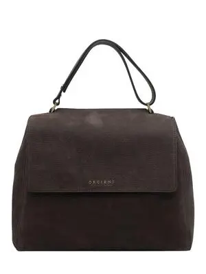 Orciani Sveva Hammered Leather Handbag With Adjustable Handle And Strap - Brown