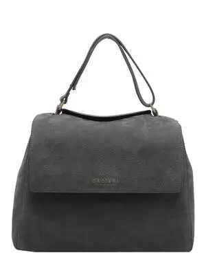 Orciani Sveva Hammered Leather Handbag With Adjustable Handle And Strap - Grey