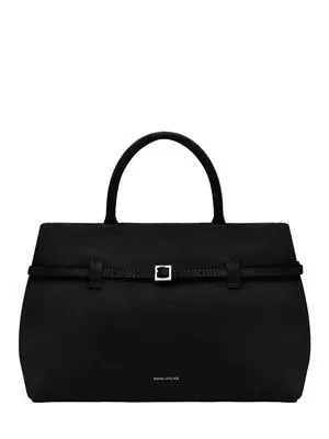Manu Atelier Le Cambon 35 Suede Leather Handbag - Black