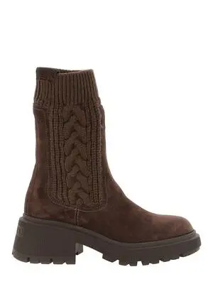 JIMMY CHOO Tamia Suede Chelsea Boots With A Lug Sole - Brown