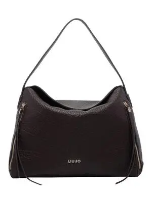 Liu Jo Grained Synthetic Leather Shoulder Bag With Flap Closure - Brown