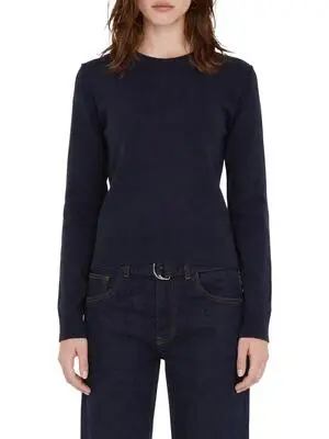 Barbour Slim Fit Wool And Cotton Blend Crew Neck Jumper With Patches - Navy