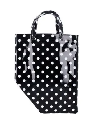 Comme Des Garçons Polka Dot Asymmetrical Handbag In Pvc With Double Handle - Black