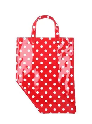 Comme Des Garçons Polka Dot Asymmetrical Handbag In Pvc With Double Handle - Red