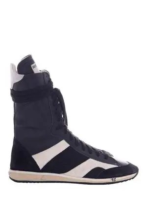 Patrizia Pepe Leather And Suede High-top Sneakers With Applied Logo - Black