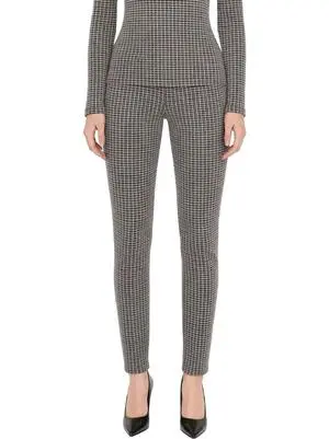 Patrizia Pepe Houndstooth Print Skinny Trousers In Jersey With Mid-rise Waist - Grey