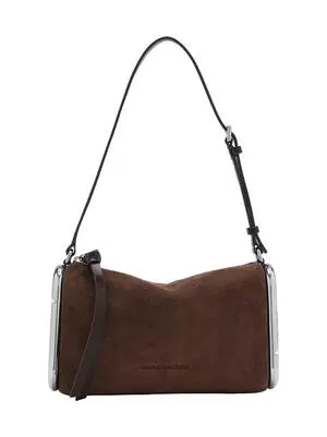 MARC JACOBS Suede Leather Shoulder Bag With Metallic Double J Logo