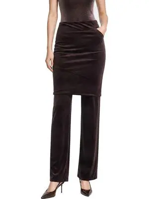 Andamane Boney High-waisted Velvet Slim Fit Trousers - Brown