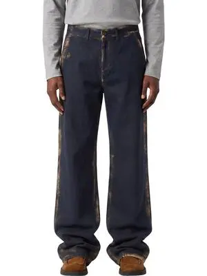 Camper Wide Leg Jeans In Cotton Denim With Worn Effect - Black