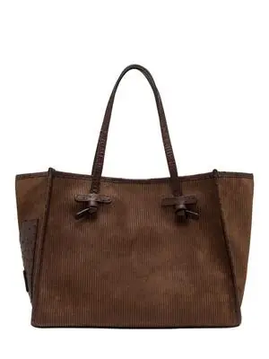 GIANNI CHIARINI Marcella Ribbed Suede Calfskin Shoulder Bag - Brown