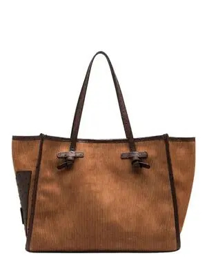 GIANNI CHIARINI Marcella Ribbed Suede Calfskin Shoulder Bag - Hazel