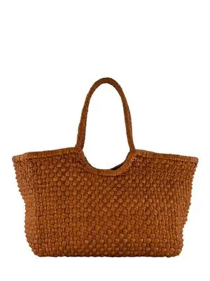 Dragon Diffusion Large Nantucket Tote Bag In Hand-woven Buffalo Leather Brown