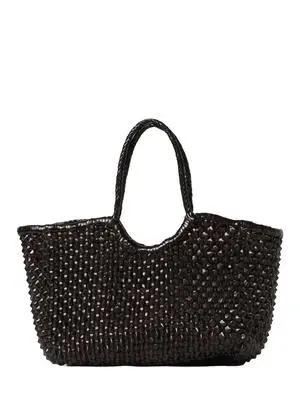 Dragon Diffusion Large Nantucket Tote Bag In Hand-woven Buffalo Leather - Burnt