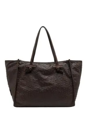 GIANNI CHIARINI Marcella Embossed Calfskin Leather Shoulder Bag With Logo - Brown