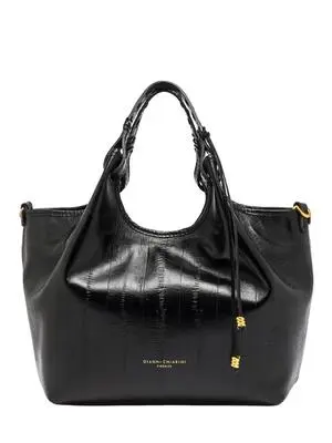 GIANNI CHIARINI Dua Cowhide Leather Handbag With Magnetic Closure - Black