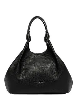 GIANNI CHIARINI Dua Grained Leather Handbag With Removable Pouch Black
