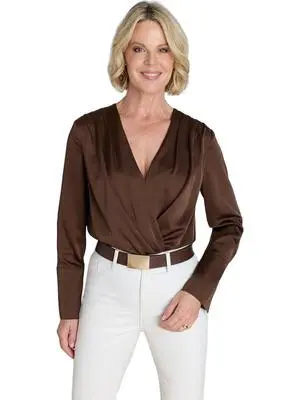 THE NOLI SHOP Frances Silk Bodysuit Java