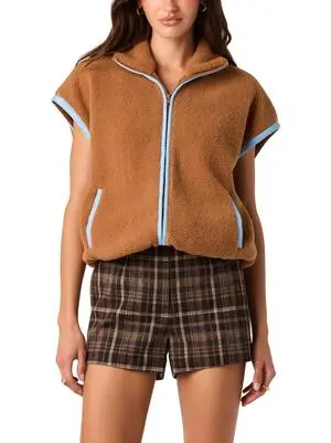 Astr The Label Pompeo High Pile Fleece Vest - Camel