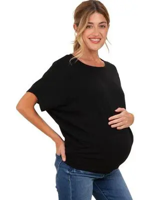 PINKBLUSH Dolman Sleeve Boat Neck Top - Black