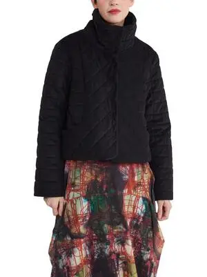 LUUKAA Fleur Quilted Velvet Jacket - Black