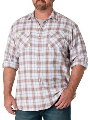 TRUE NATION BY DXL Big & Tall Plaid Rolled-sleeve Sport Shirt V2 Multi