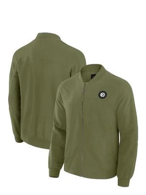J. PALMER Pittsburgh Steelers Lightweight Cover-4 Tri-blend Full-zip Jacket - Olive