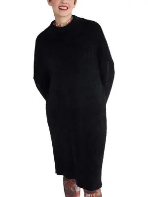 LUUKAA Capucine Shaggy Knit Dress - Black
