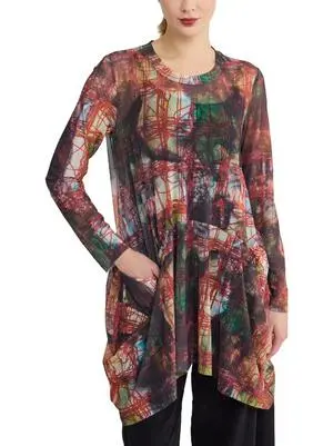 LUUKAA Clemence Printed Mesh Tunic - Multi-brown